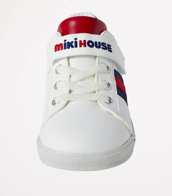 MIKI HOUSE Faux Leather Logo Trainers - Red