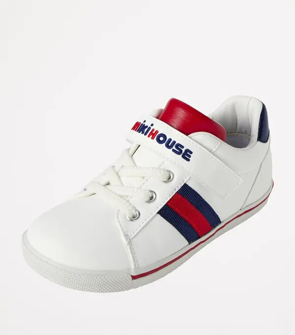 MIKI HOUSE Faux Leather Logo Trainers - Red