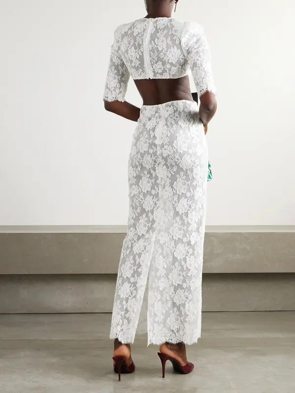 SHUSHU/TONG Cutout Bow-embellished Lace Gown