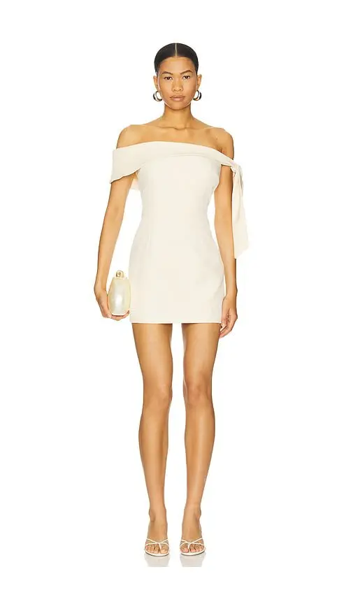 Superdown Astar Off-the-shoulder Mini Dress With Tie Detail - Cream