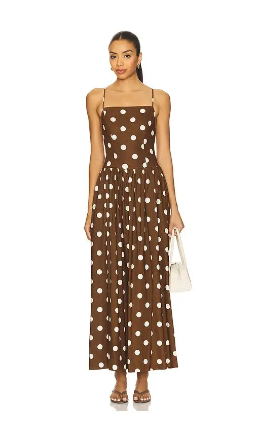 Majorelle Polka Dot Maxi Dress - Brown