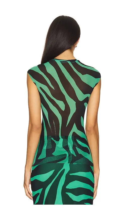 AFRM Nina Top Zebra Print Mesh T-shirt - Green