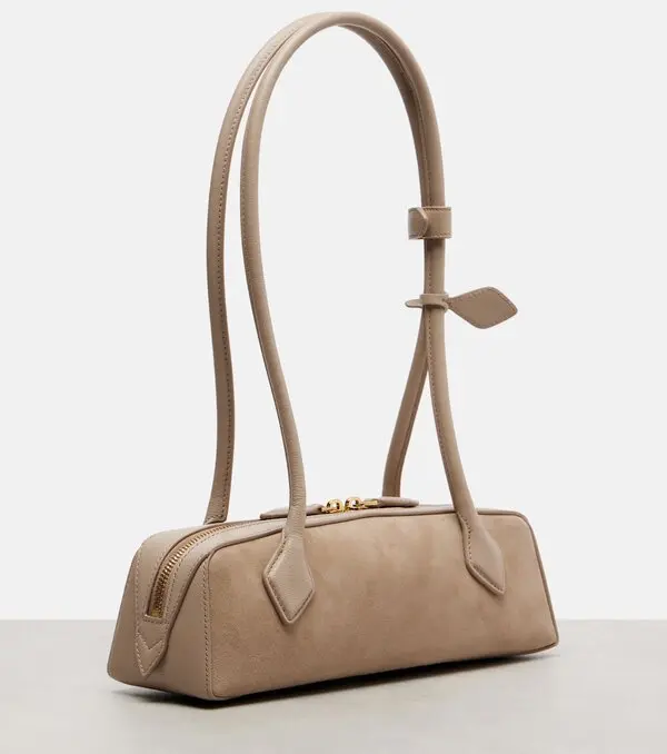 Alaïa Le Teckel Small Suede Shoulder Bag - Beige