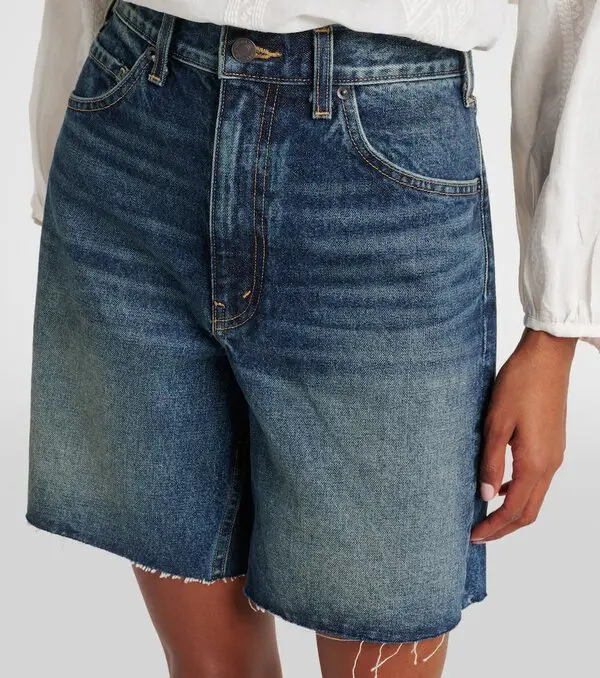 NILI LOTAN Russel Mid-rise Denim Shorts - Blue