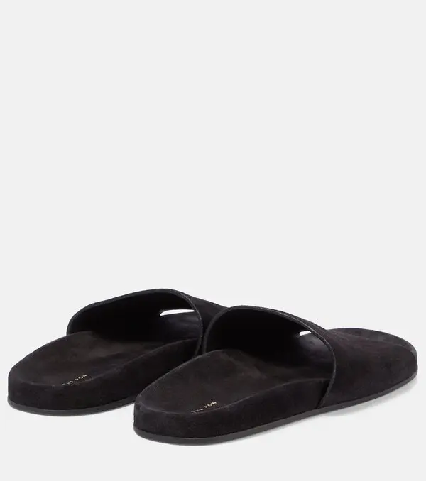 THE ROW Hugh Suede Slides - Black