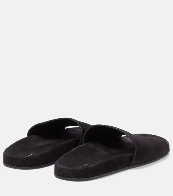 THE ROW Hugh Suede Slides - Black