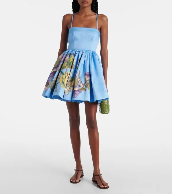 ALEMAIS Donata Floral Mini Dress - Blue