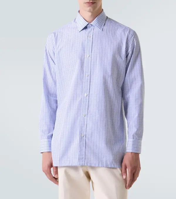 Charvet Checked Cotton Poplin Shirt