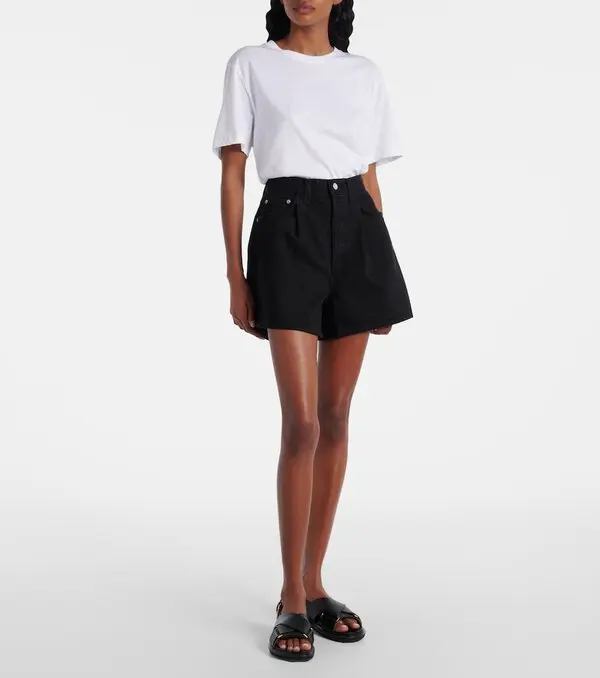 AGOLDE Rhoda Pleated High-rise Denim Shorts