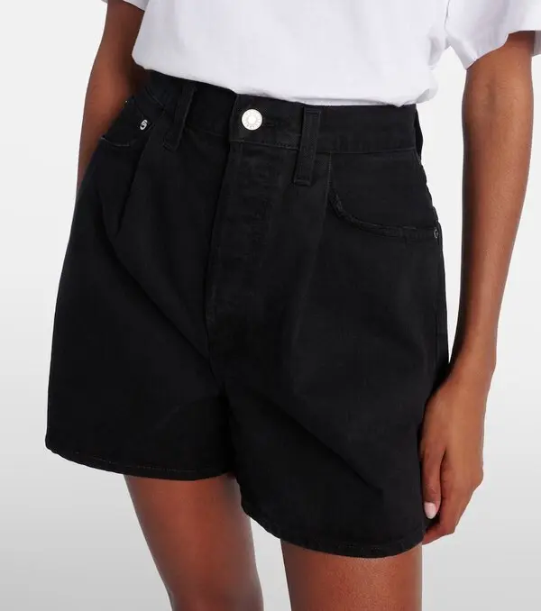AGOLDE Rhoda Pleated High-rise Denim Shorts