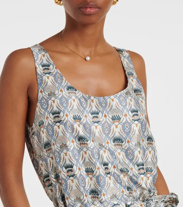 Loro Piana Nadia Printed Silk Shantung Jumpsuit