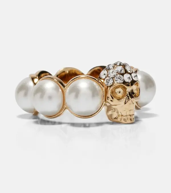 Alexander McQueen Skull Embellished Ring With Crystals