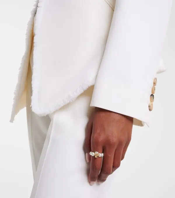 Alexander McQueen Skull Embellished Ring With Crystals