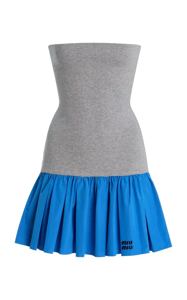 Miu Miu Jersey And Poplin Mini Dress - Multi