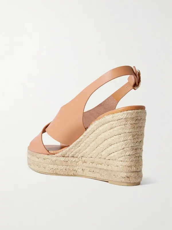 ANCIENT GREEK SANDALS Maria Leather Espadrille Wedge Sandals - Brown