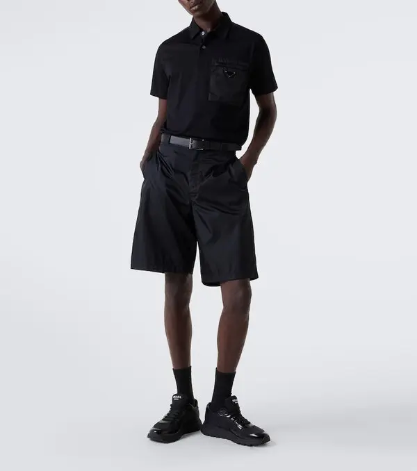 Prada Re-nylon And Leather Lace-up Sneakers - Black