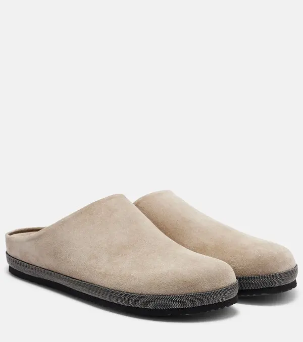 Brunello Cucinelli Monili Suede Clogs