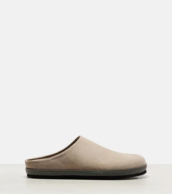 Brunello Cucinelli Monili Suede Clogs