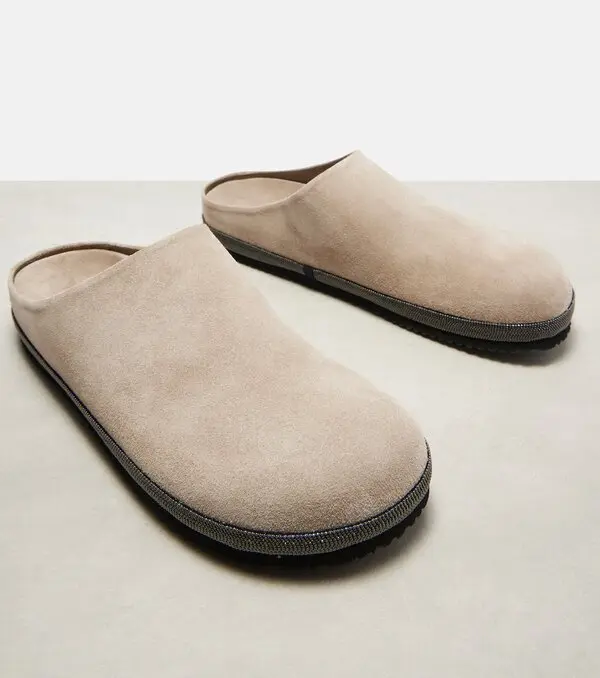 Brunello Cucinelli Monili Suede Clogs