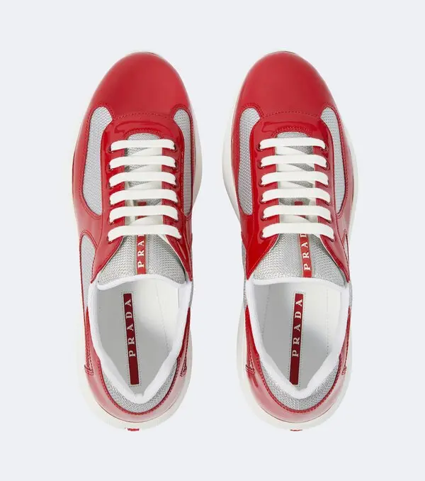 Prada America's Cup Leather-trimmed Sneakers - Red
