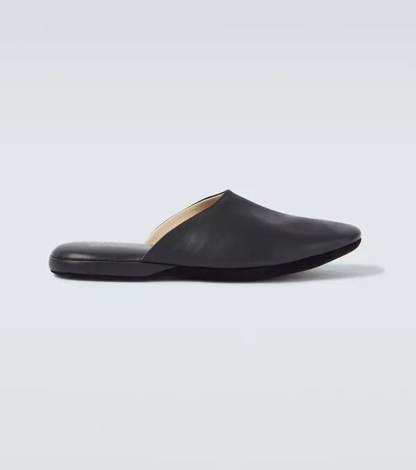 Charvet Leather Slippers - Black