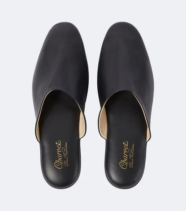 Charvet Leather Slippers - Black
