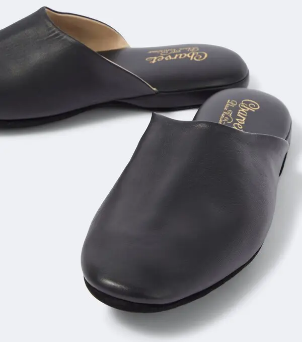 Charvet Leather Slippers - Black