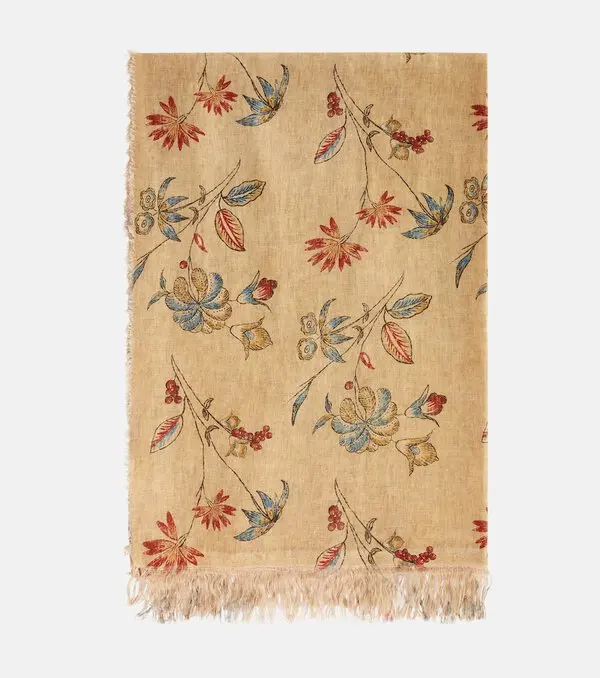 THE HOUSE OF LYRIA Tormento Floral Linen Tablecloth - Beige