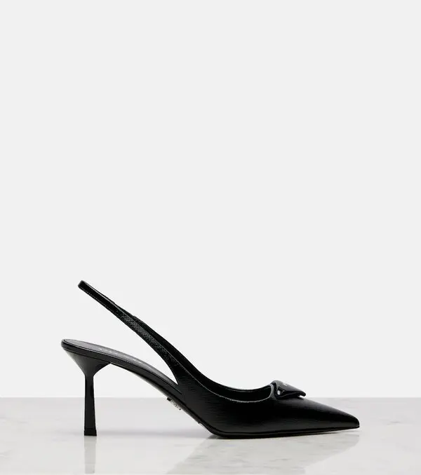 Prada Saffiano Leather Slingback Pumps - Black