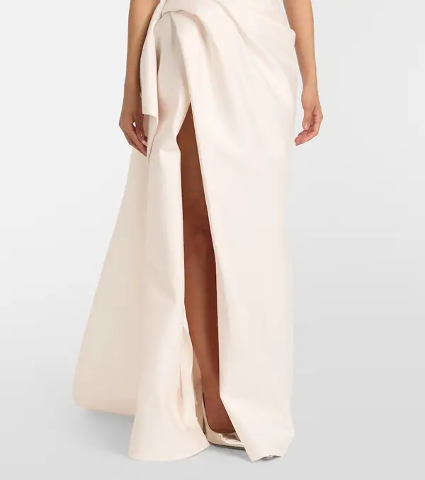 Monique Lhuillier Draped Strapless Mikado Gown