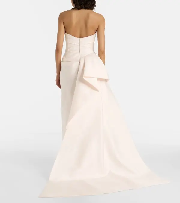 Monique Lhuillier Draped Strapless Mikado Gown