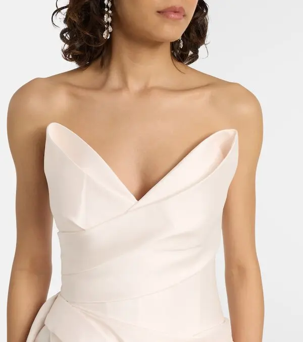 Monique Lhuillier Draped Strapless Mikado Gown