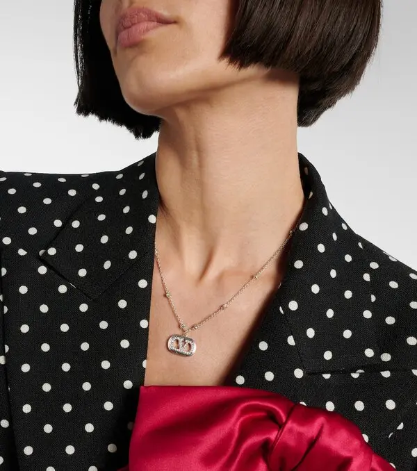 Valentino Garavani Ovalette Vlogo Embellished Necklace
