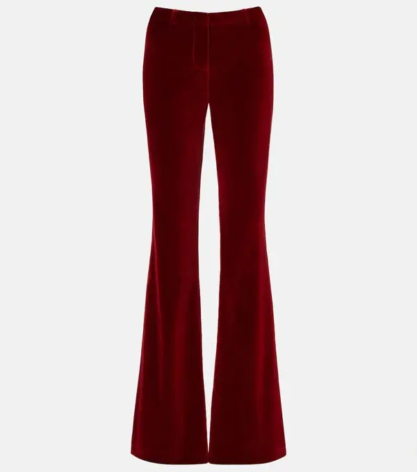Etro Cotton Velvet Flare Trousers - Red