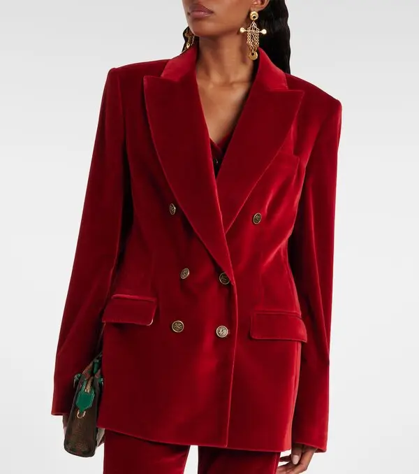 Etro Double-breasted Velvet Blazer - Red