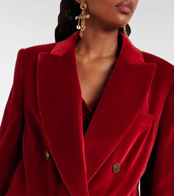 Etro Double-breasted Velvet Blazer - Red