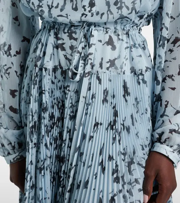 Proenza Schouler Printed Chiffon Shirt Dress - Blue