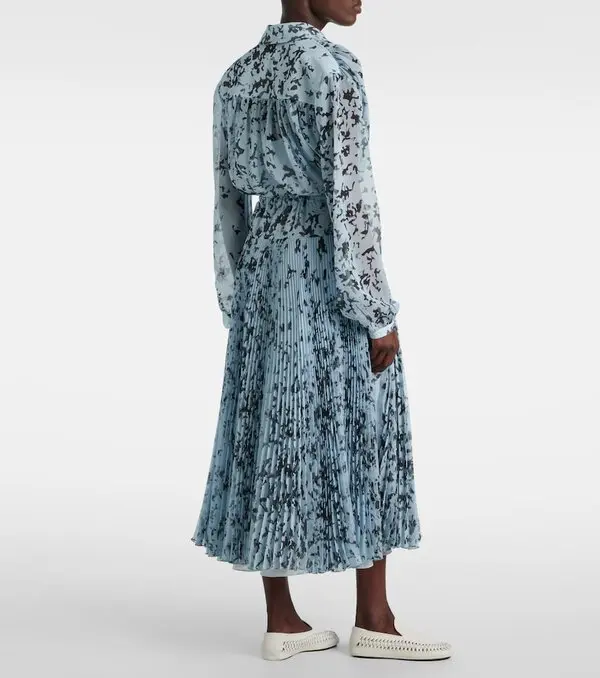 Proenza Schouler Printed Chiffon Shirt Dress - Blue