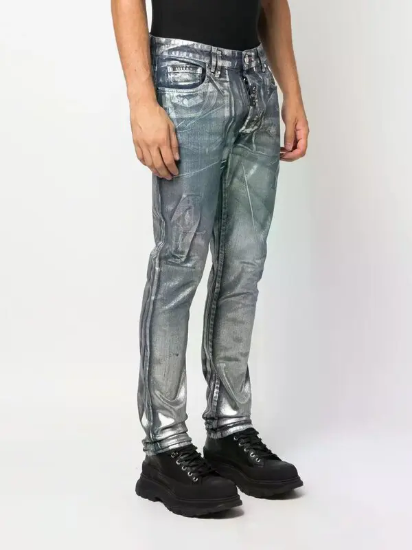 Philipp Plein Metallic Straight-leg Jeans