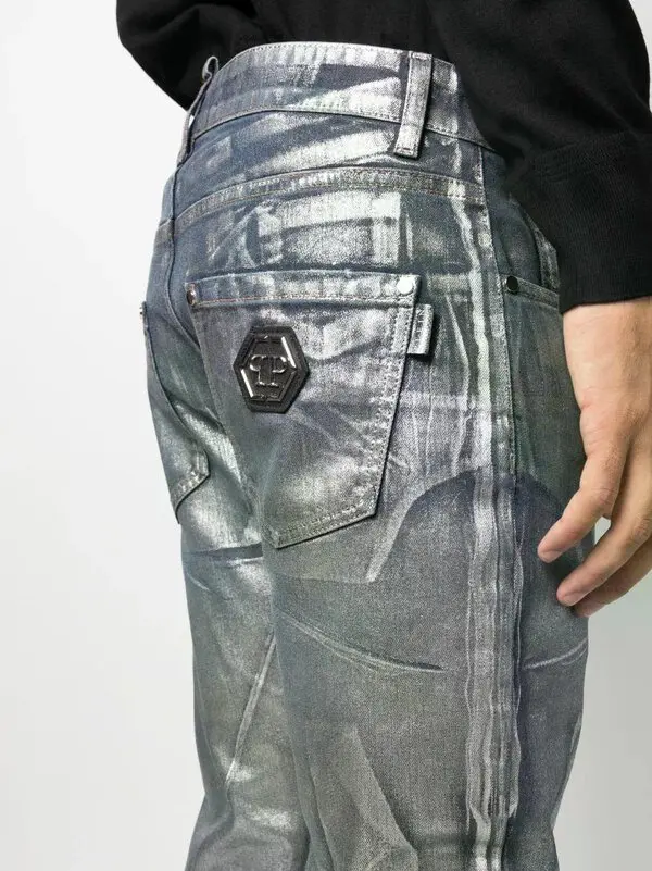 Philipp Plein Metallic Straight-leg Jeans