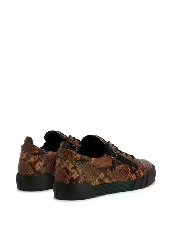 GIUSEPPE ZANOTTI Frankie Snakeskin-print Leather Sneakers - Brown