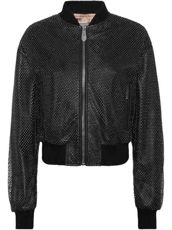 Philipp Plein Embellished Leather Bomber Jacket
