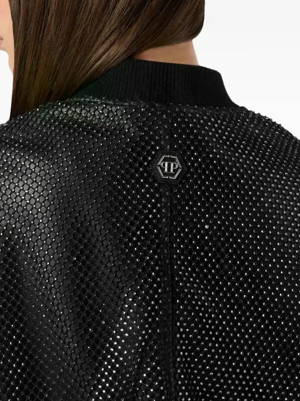 Philipp Plein Embellished Leather Bomber Jacket