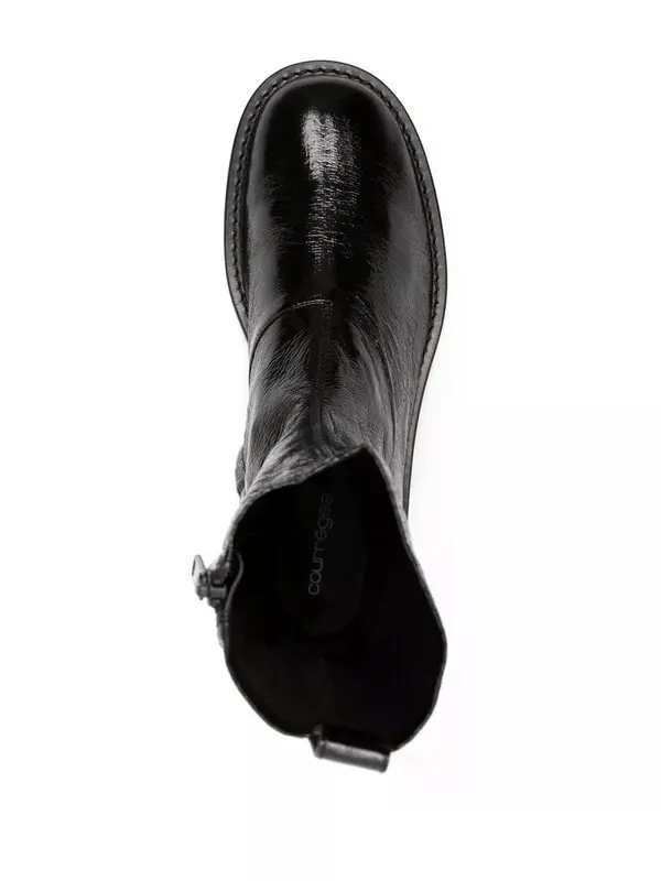 COURREGES Calf Leather Cracked Effect Boots - Black