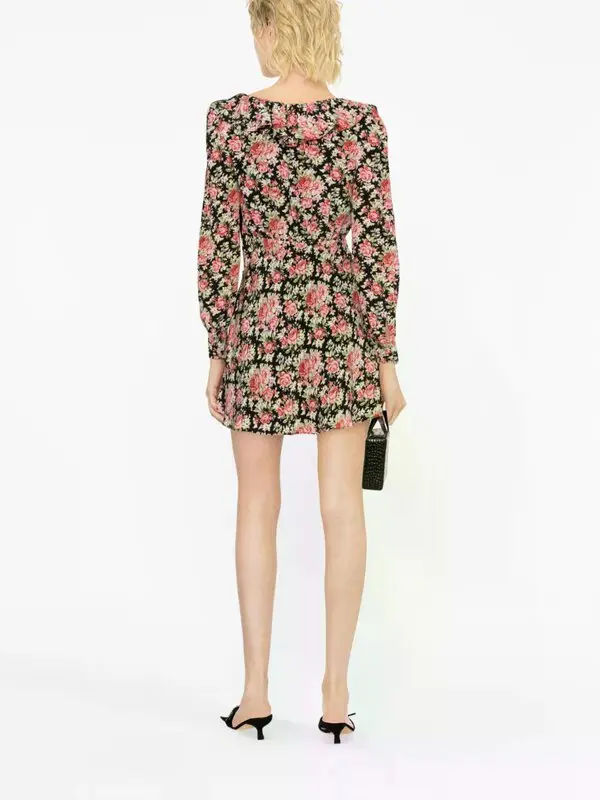 Alessandra Rich Floral Print Silk Mini Dress