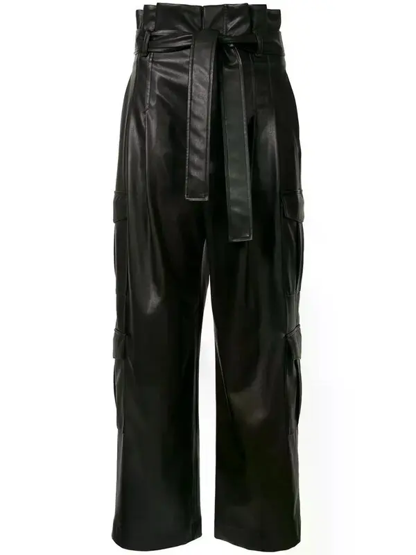 Goen.j Faux-leather Tie Waist Trousers