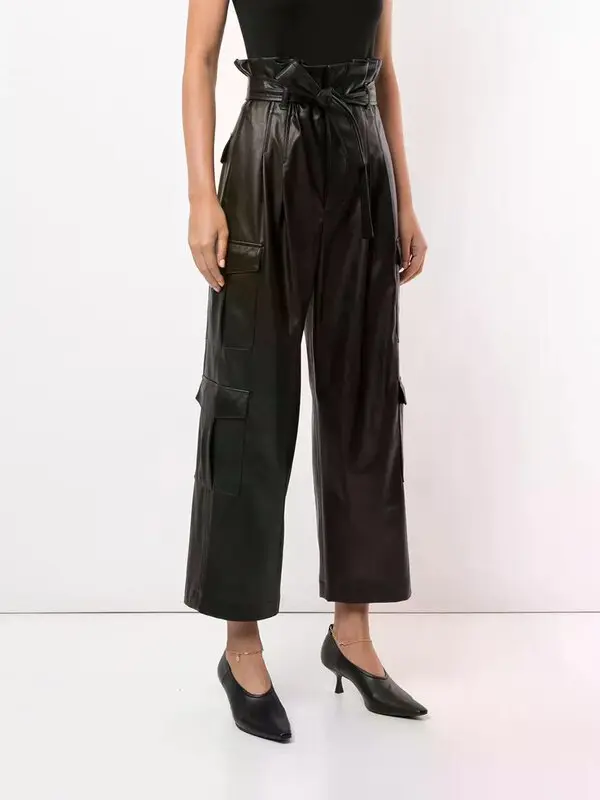Goen.j Faux-leather Tie Waist Trousers