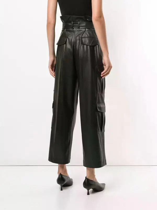 Goen.j Faux-leather Tie Waist Trousers