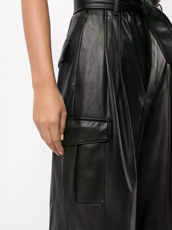 Goen.j Faux-leather Tie Waist Trousers