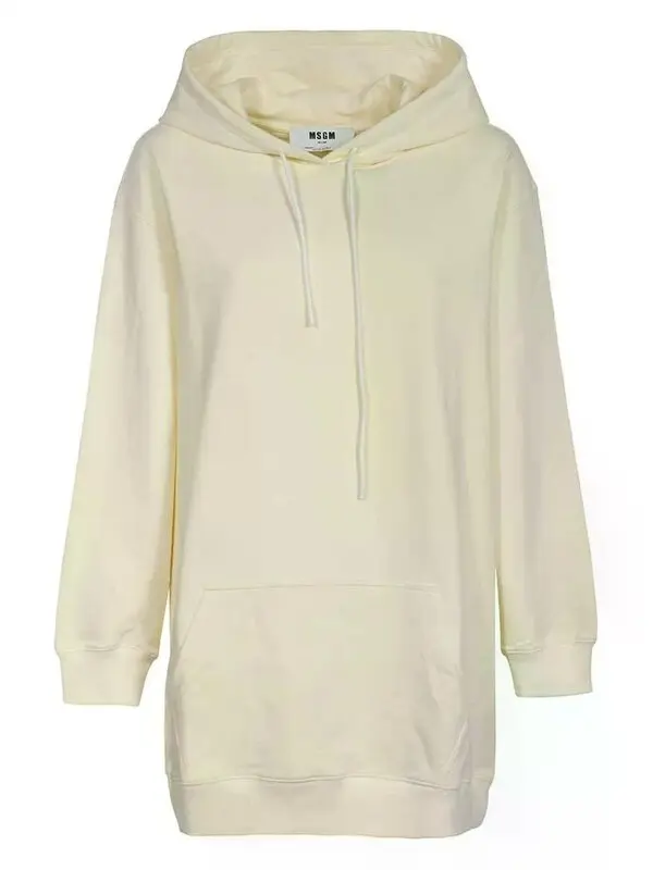 MSGM Cotton Hoodie With Rear Logo Print - White